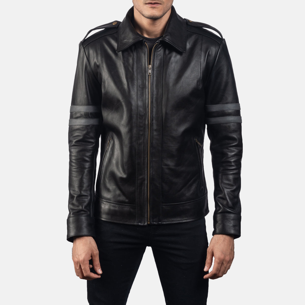 Men's Armstrong Black Leather Biker Jacket – The Jacket Maker